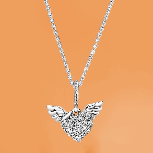 Pandora | Jewelry | Pandora Pav Heart And Angel Wings Necklace 39855c0 ...